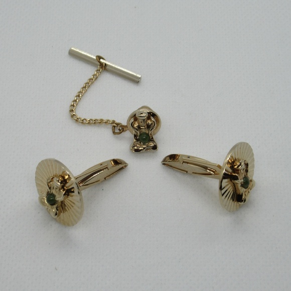 SWANK | Accessories | Vintage Swank Buddha Jade Cuff Links And Tie Pin ...
